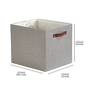 DECOMOMO Cubby Storage Bins | 13x15x13inch Fabric Storage Cubes for Kallax Shelves Cloth Nursery Decorative with Handles (Grey, Kallax - 15"L X 13"W X 13"H - 3P)