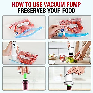 Sous Vide Bags|13PCS Electric Vacuum Sealer Kit for Anova,Joule Cookers|Handheld Vacuum Sealer with Auto Pause Function,7Pcs Reusable Vacuum Seal Food Sealer Bags,2 Sealing Clips,1 Vacuum Wine Stoppers|Fast and Powerful Vacuum