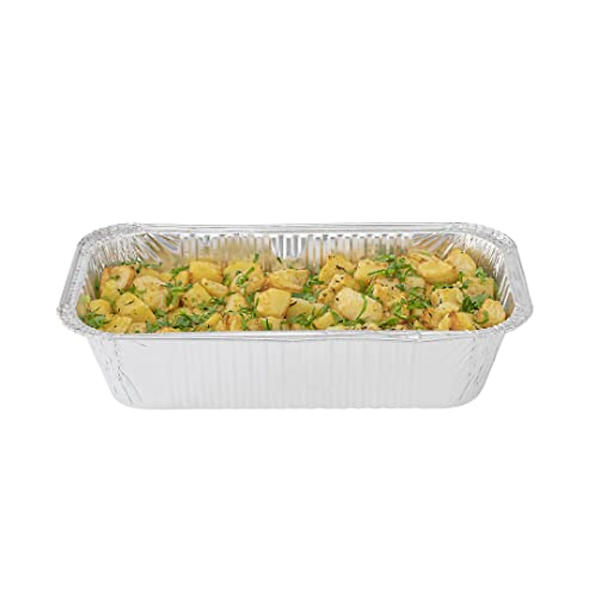 Restaurantware Foil Lux 12.5 x 6.5 Inch Loaf Foil Pans 25 Oven-Ready Foil Trays Lids Sold Separately 1/3 Third-Size 5 LB Silver Aluminum Disposable Baking Pans Freezable