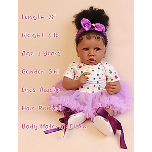 HOOMAI Lifelike Reborn Baby Dolls with Soft Body African American Realistic Girl Doll 22.8 Inch Best Birthday Gift Set