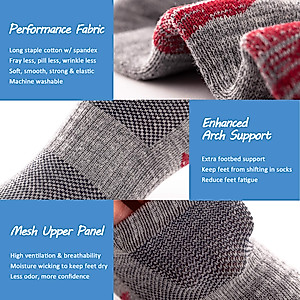 u&i Men's Performance Cushion Cotton Low Cut Ankle Athletic Socks with Tab, Grey (6-Pack)