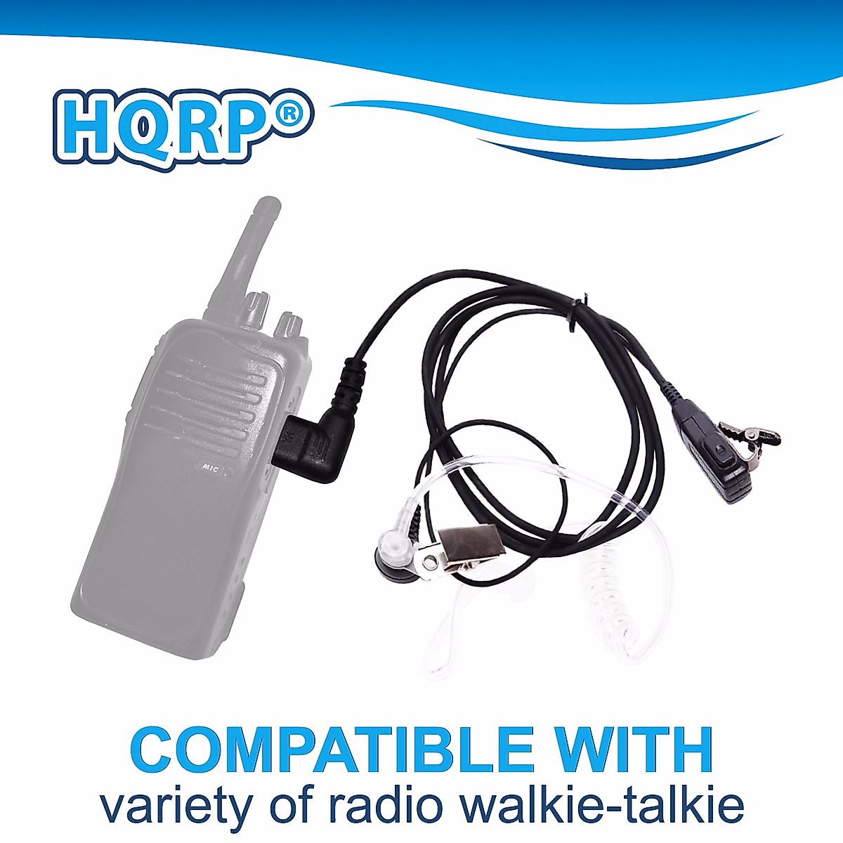 HQRP 2-Pin Headset with Earpiece & Microphone Compatible with Motorola RDV-5100, RDV-2020, RDU-2020, RDU-2080D, RDU-4100, RDU-4160D, RDV-2080D, RDV-5100 + HQRP Sun Meter