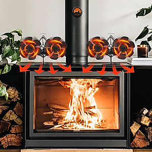 Xmasneed Wood Stove Fan Heat Powered Fireplace Fan, Thermoelectric Fan Eco Fans for Wood Burning/Pellet/Log Burner, Enhanced Dual Motor (Include Accessories Magnetic Stove Thermometer)