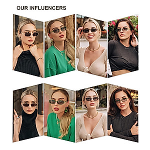 SOJOS Small Y2k Narrow Rectangle Sunglasses Womens Mens Retro 80s 90s UV400 Sunnies SJ1187, Gold/Grey