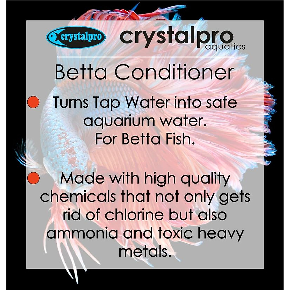 Crystalpro Betta Water Conditioner 4.22 Oz - Treats 660 Gallons - Additional Minerals Neutralizes Chlorine Concentrated Aquarium Water Conditioner for Betta Fish Tank Ideal for Betta Fish Care