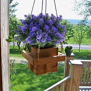 Artificial Fake Flowers, 6 Bundles Large UV Resistant Faux Plastic Greenery Foliage Plants Shrubs for Garden, Wedding, Outside Hanging Planter, Farmhouse Indoor or Outdoor etc Decor