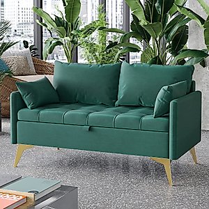 Farini Storage Space Modern Sofa Couch for Living Room (Green) Love Seats, Middle