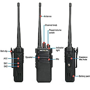 Retevis RT29 Waterproof Walkie Talkie,2 Way Radios Long Range,3200mAh,Rechargeable,Emergency Security,Heavy Duty Two Way Radio with Earpiece (2 Pack)