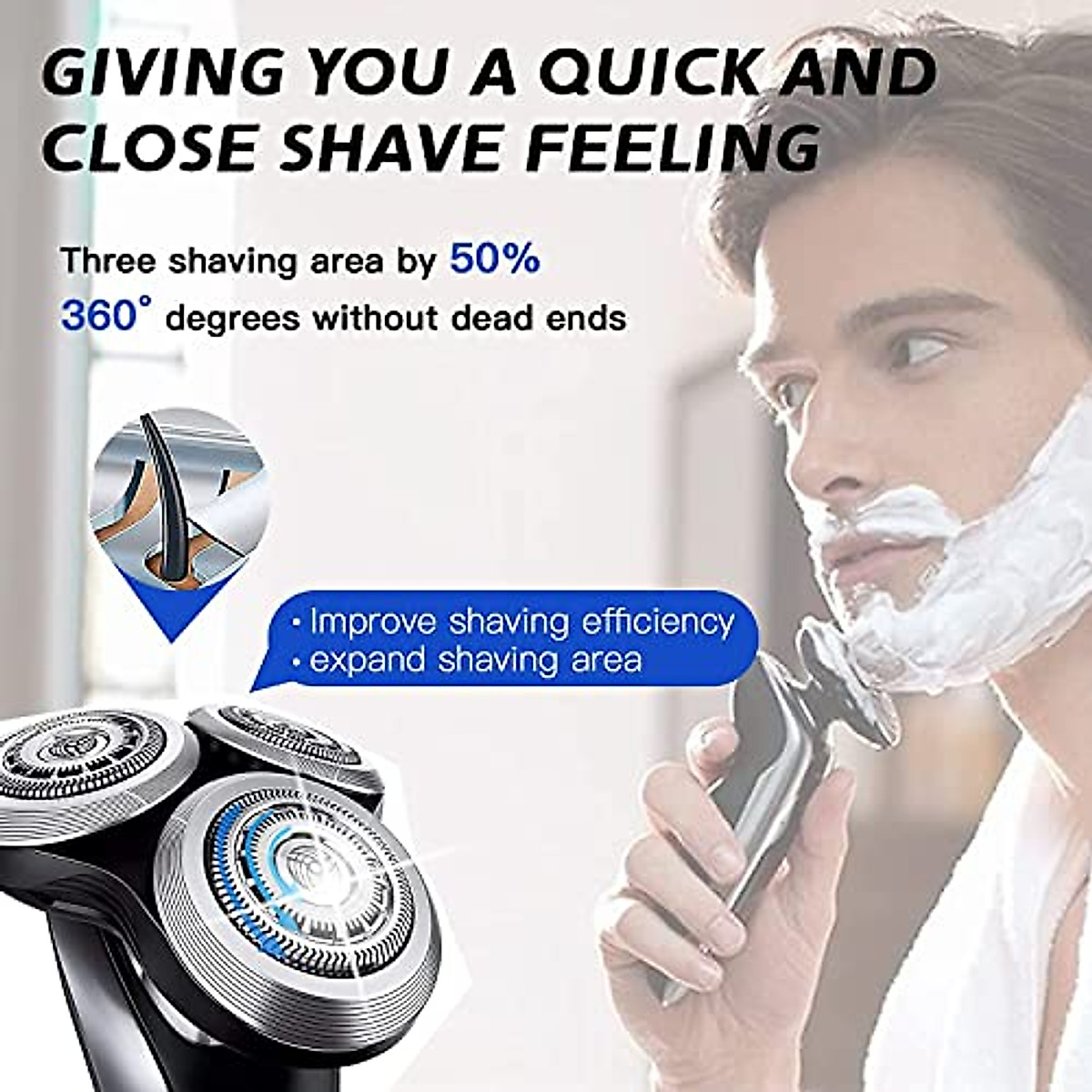 SH90 Replacement Heads for Philips Norelco Shavers Series 9000, Upgrade SH90/72 replacement Heads (3 count)