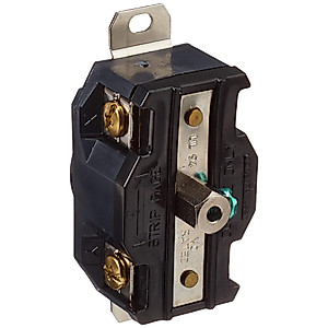 Leviton 2810 30 Amp, 120/208 Volt- 3PY, Flush Mounting Locking Receptacle, Industrial Grade, Grounding, V-0-Max, Black