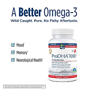 Nordic Naturals ProDHA 1000, Strawberry - 90 Soft Gels - 1660 mg Omega-3 - High-Intensity DHA Formula for Neurological Health, Mood & Memory - Non-GMO - 45 Servings