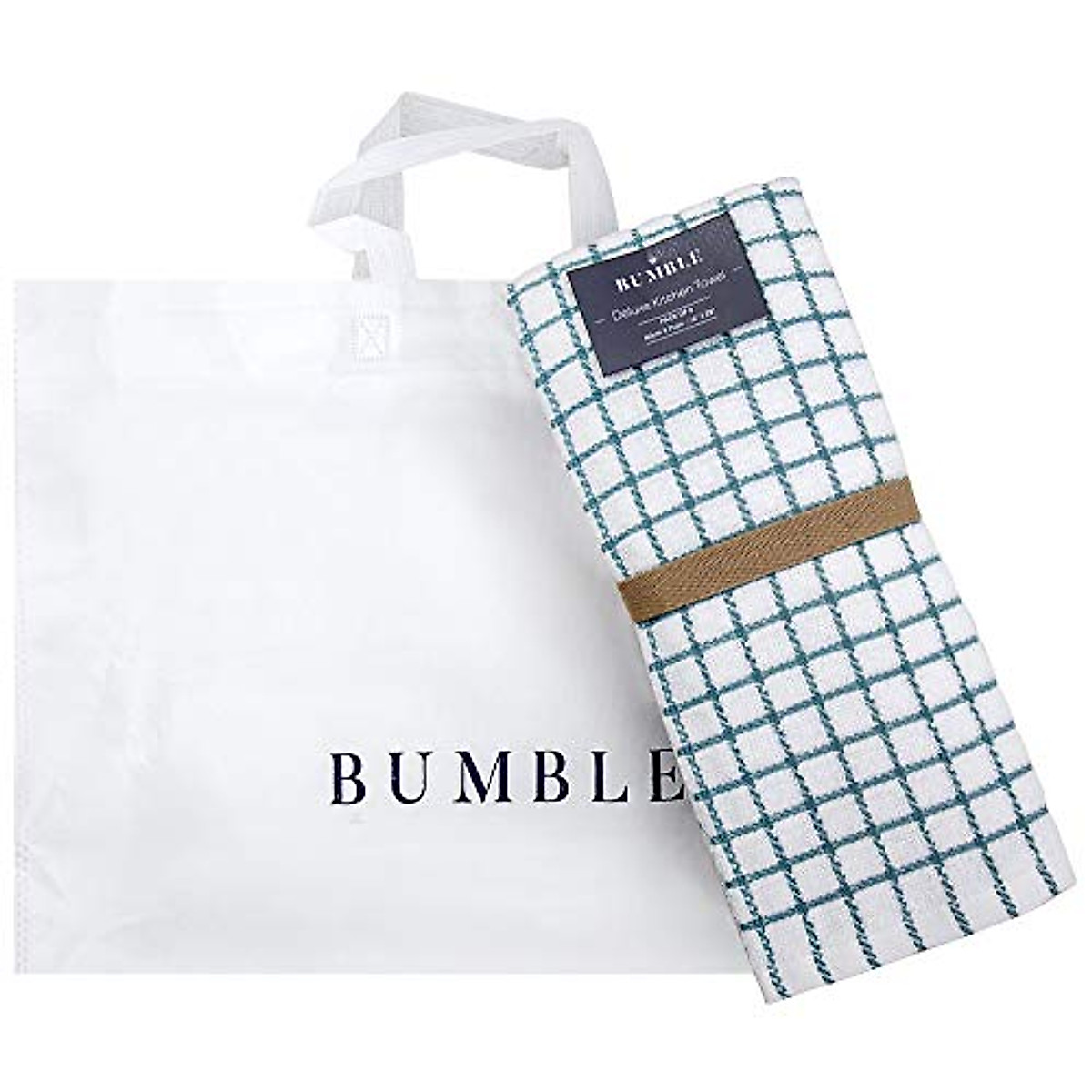 Kitchen Towels 16"x 28" | Dish Towels | Kitchen Hand Towels | Large Dishcloths Set | Highly Absorbent Tea Towel, Soft with Hanging Loop | Natural Ring Spun Cotton, 380 GSM | Aqua Check Design - 6 Pack