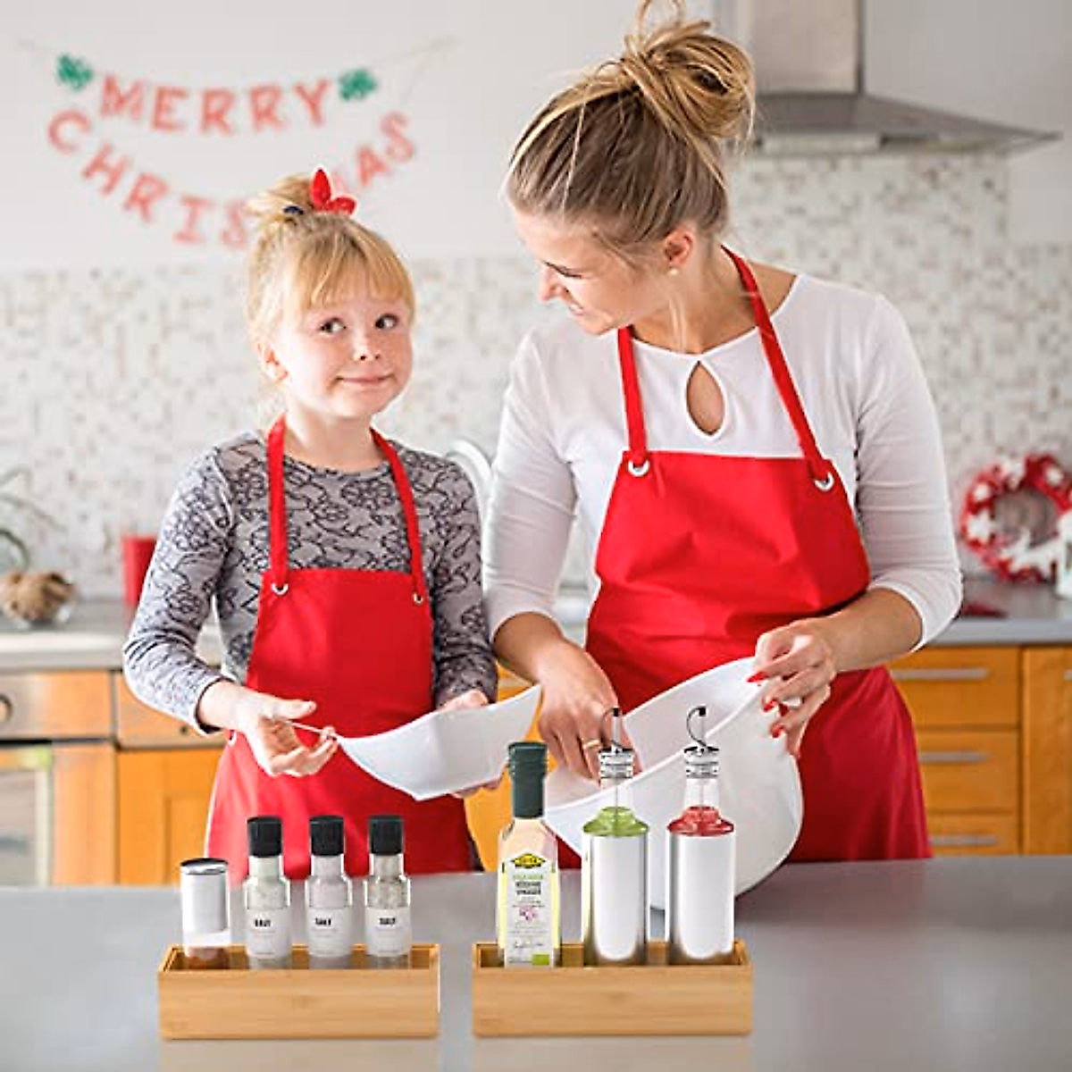 Lixple Bamboo Drawer Organizer - Set of 2, Stackable Storage Box, Silverware Tray for Drawer, Small Gadgets Holder 9” x 3” x 2”