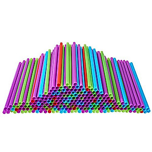 Plastic Drinking Straws 250 Count BPA-Free Multi-Colored Disposable Straws, Assorted - DuraHome (250 Pack)