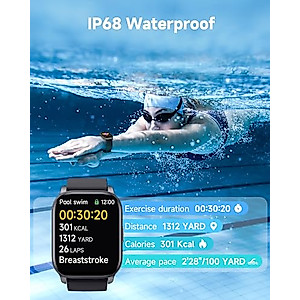 TOOBUR Smart Watch for Men Women, Answer/Make Calls, Alexa Built-in, Fitness Tracker, Heart Rate/Sleep Tracker/100 Sports/IP68 Waterproof, Smartwatch Compatible Android iOS