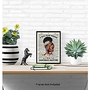 African American Wall Art - Classroom Decor - Never Underestimate a Girl With a Book - Black Woman Poster - African American Girl Women, Black Women - Motivational Wall Decor - Black Art