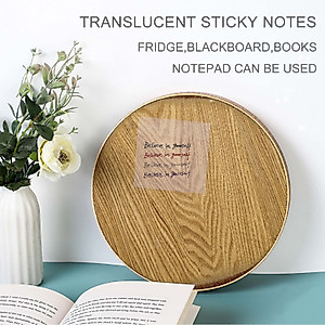 Jiemay 600 Pcs Transparent Sticky Notes Pad, Clear Sticky Notes for Books Message Reminder, Waterproof self-Adhesive Translucent Sticky Notes, 12 Packs (3"x3")