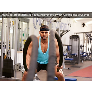 Headbands Sweatbands for Women Men│Super Absorbent Sports Headband │ Nonslip Stretchy Sweat Bands Headbands │Soft Workout Head Bands Hairband Sweatband for Fitness Exercise