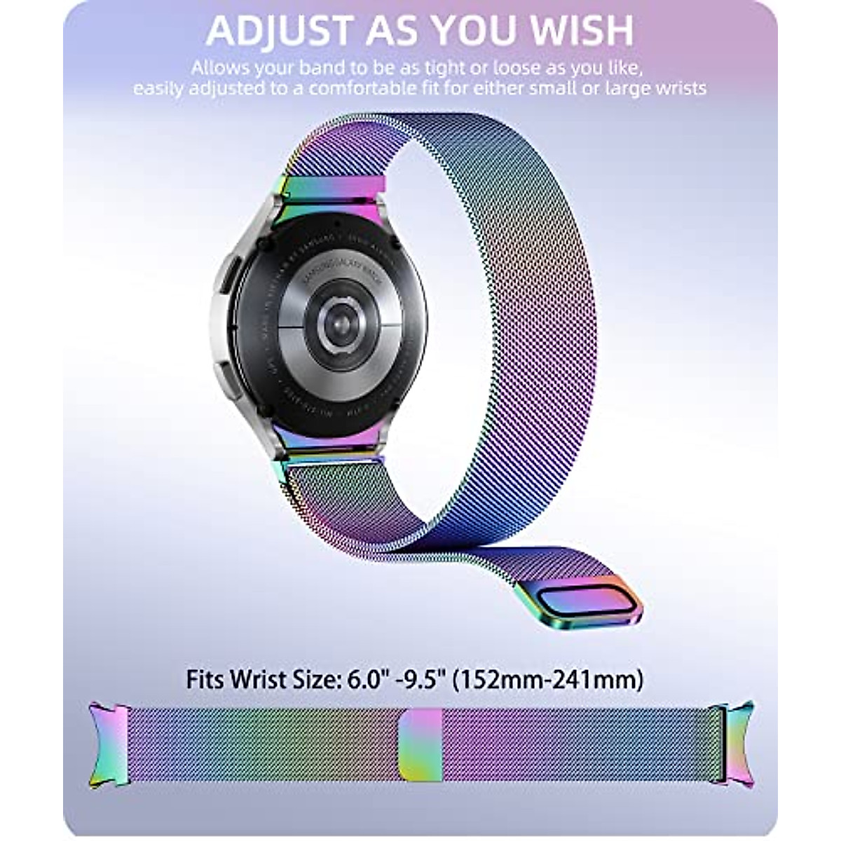 Zedoli No Gap Metal Bands Compatible with Samsung Galaxy Watch 6 band/Watch 5/Galaxy Watch 4 Band 40mm 44mm/Galaxy Watch 5 Pro Band 45mm/Watch 4 Classic Band/Watch 6 Classic Band 43mm 47mm Men Women