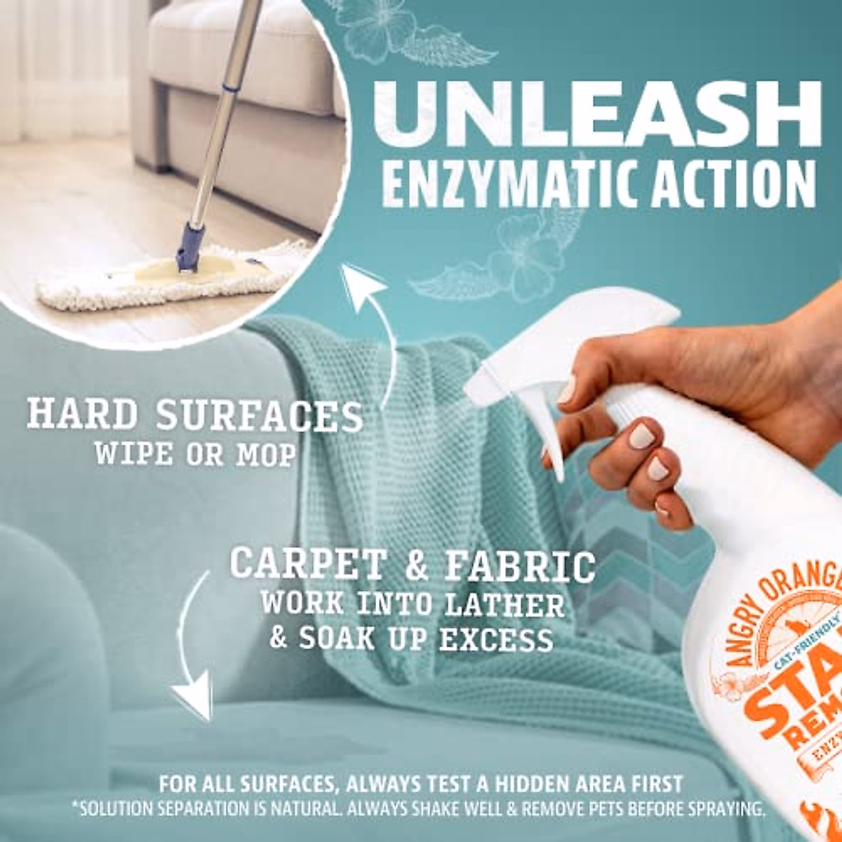 ANGRY ORANGE Cat Urine Odor Eliminator & Stain Remover - Stain Cleaner for Pets, Cat-friendly Fresh Scent Urine Deodorizing Spray and Enzyme Cleaner for Home Use