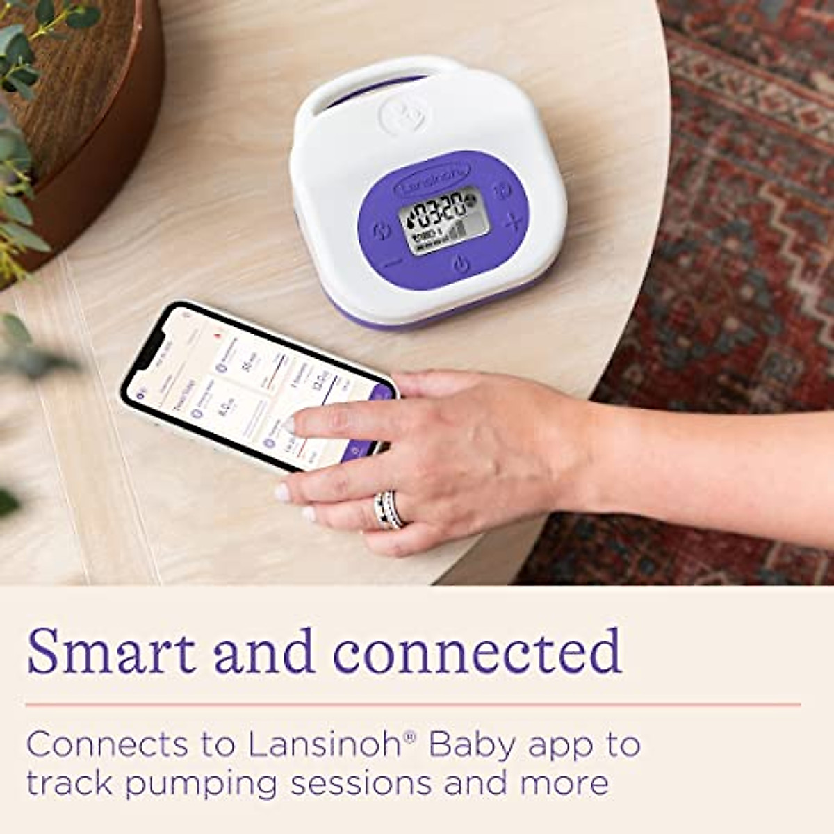 Lansinoh Smartpump 3.0 Double Electric Breast Pump, Portable and Rechargeable, Connects to Baby App, Hospital Strength Suction for Breastfeeding Moms
