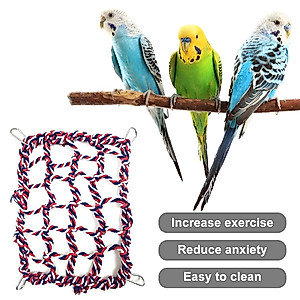MiOYOOW Pet Climbing Rope Net, Rat Bird Climbing Rope Net Hamster Activity Toy with 4 Metal Hooks for Hamster Mouse Ferret Gerbil Chinchilla Play