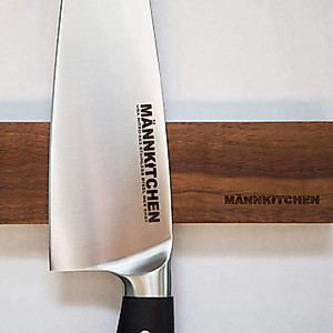 MANNKITCHEN Magnetic Knife Strip, 18 inch Extra Powerful Knife Holder for Big and Heavy Knives, Black Walnut Wood, Wall Mount
