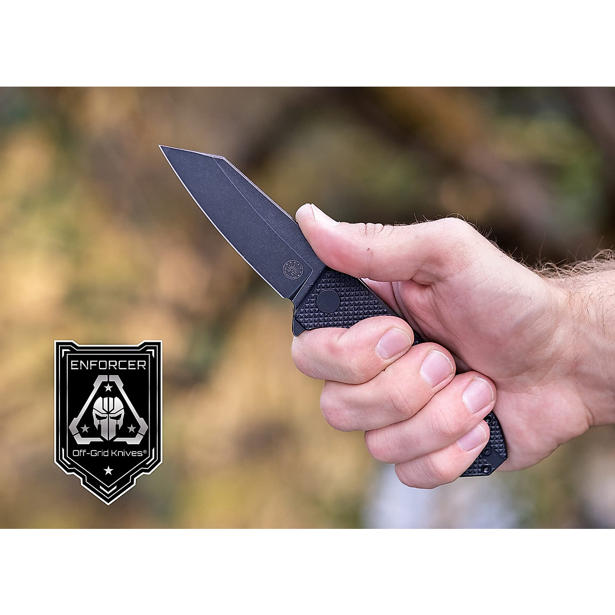 Off-Grid Knives - Enforcer EDC Folding Knife with 154CM Blade Steel, Grippy G10 Scales, Deep Pocket Carry Left or Right Hand (Blackout 154CM)
