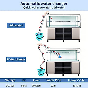 UPETTOOLS Aquarium Gravel Cleaner - Electric Automatic Removable Vacuum Water Changer Sand Algae Cleaner Filter Changer 110V/28W