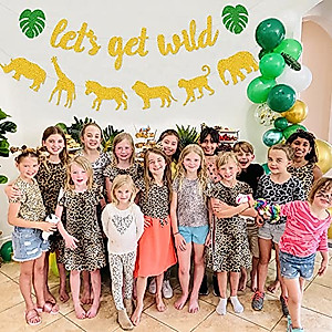 Let's Get Wild Banner Animal Jungle Safari Animal Theme Birthday Garland Zoo Themed Baby Shower Wild One Party Welcome Sign Forest 1st Birthday Party Decorations Gold Glittery