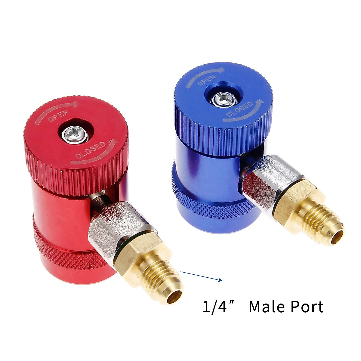 Aupoko R1234yf Quick Couplers, High/Low Side R1234yf Manual Couplers Connector Adapters with 1/4" Male Port, Replacement for A/C Refrigerants Manifold Gauge Set