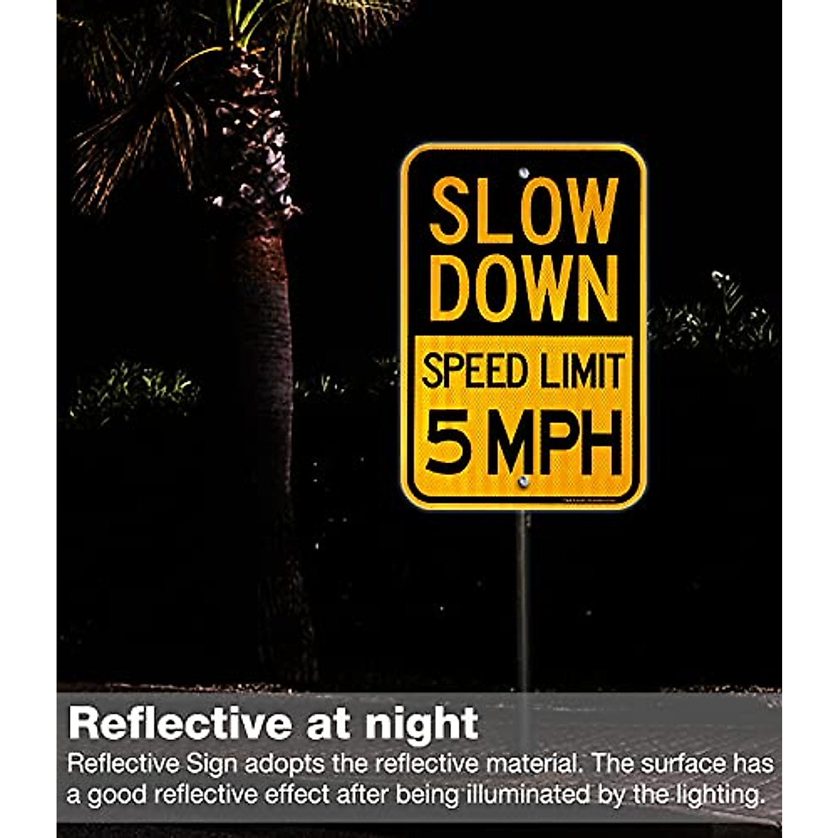 (3 Pack) Slow Down Speed Limit 5 MPH Sign, Slow Down Sign, 18" x 12" Engineer Grade Reflective Sheeting, Rust Free Aluminum, Weather Resistant, Waterproof, Fade Resistant, 2 Pre-drilled Holes