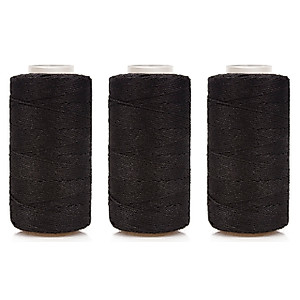 Ryalan Weaving Needle Combo Deal Black Thread with 10pcs Needle for Making Wig Sewing Hair Weft Hair Weave Extension, Big Medium and Small C J Shape Curved Needle I Needle (3 Thread Black + 10 Needle)