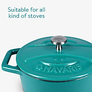 Navaris Cast Iron Round Cocottes (Set of 4) - 4.1" Mini Cocotte Dutch Oven Dishes with Enamel Coat, 9.8 oz - Teal/Violet/Green/Grey