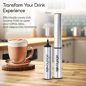 Rechargeable Milk Frother Handheld - 2 Whisks/2 Speed Coffee Frother Rechargeable - One Touch Drink Mixer, Hand Held Frother Wand, Nano Foam Maker for Lattes, Matcha, & Butter, Coffee Stirrers