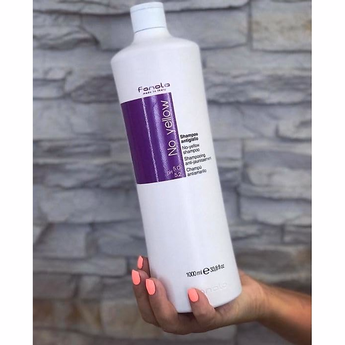 Fanola No Yellow Shampoo With Purple Violet Pigments To Eliminate Unwanted Yellow Tones & Brassiness In Platinum, Light Blonde, Gray, Bleached, or Highlighted Hair 1000ml