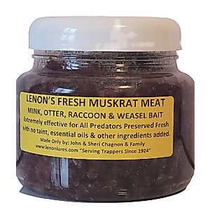 Lenon's Fresh Muskrat Meat Bait for Weasel, Mink, Otter and Raccoon (8 oz Jar)