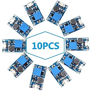 Eiechip dc to dc Step up Converter DC Voltage Regulator Voltage Converter Step Up dc Boost Converter USB Power Module Supply Module 2V-24V to 5V-28V 2A MT3608 Mico USB (Pack of 10)