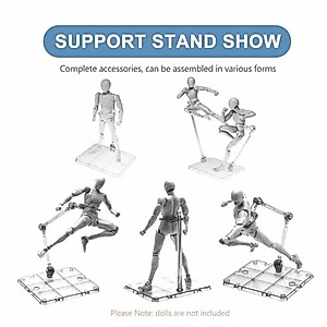 TSY TOOL 6 Pcs of HG144 Action Figure Stand, Display Holder Base, Doll Model Support Stand Compatible with 6" HG RG SD SHF Gundam 1/44 Toy Clear