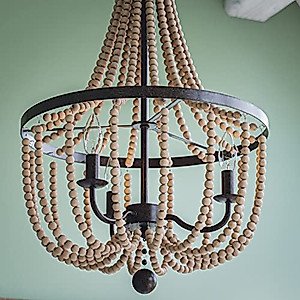 Kenroy Home Regas 3 Lt Wood Bead Chandeliers, Medium, Golden Bronze