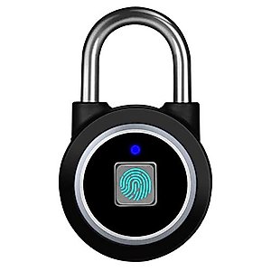 Fingerprint Padlock, Bluetooth Lock, Mobile APP, MEGAFEIS Smart Padlock with Keyless Biometric, Water Resistant, Suitable for Gym, Sports, Bike, School, Fence and Storage(Black)