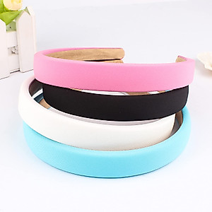 Wecoe 4 Pack Padded Headbands Fashion Headbands for Women Non Slip Soft Thick Comfortable Headbands Kids Cute Light Blue Black Pink White Headband Aesthetic Y2K Hair Accessories for Women Girls(Set 1)