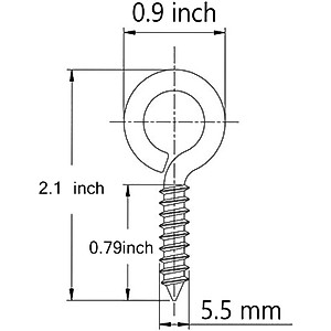 30 Pack of Eye Screws, 2 inch Metal Eye Hooks Thread Self-Tapping Hanging Hooks Eyebolt Ring Black.