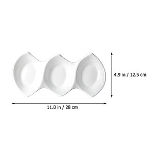 FRCOLOR Divided Plates Ceramic Dip Bowls Set 3 Compartment Divided Sauce Dishes Serving Platter Porcelain Appetizer Tray for Restaurant Kitchen Spices Vinegar Nuts Divided Serving Tray