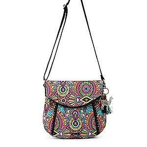 Sakroots womens Eco-twill, Multifunctional Purse With Adjustable Strap & Zipper Pockets Foldover Crossbody Bag In Eco Twill, Rainbow Wanderlust, One Size US