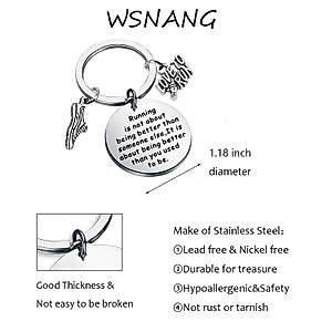 WSNANG Runner Gift Running is About Being Better Than You Used to Be Keychain Marathon Runner Jewelry Track Gift（Running Keychain）