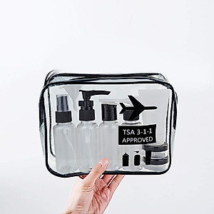 Wobe Travel Bottles and TSA Approved Toiletry Bag, Clear Quart Size with Leak-Proof Travel Containers Set Makeup Bag Accessories for Liquids Carry-On Luggage Compliant for Airplaine