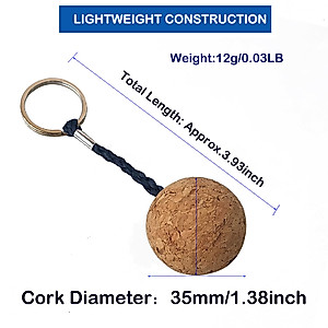 35mm Floating Cork Ball Keyring Float Keychain for Kayaking Boating Fishing Kite Surfing Sailing Kayak, Pack of 2