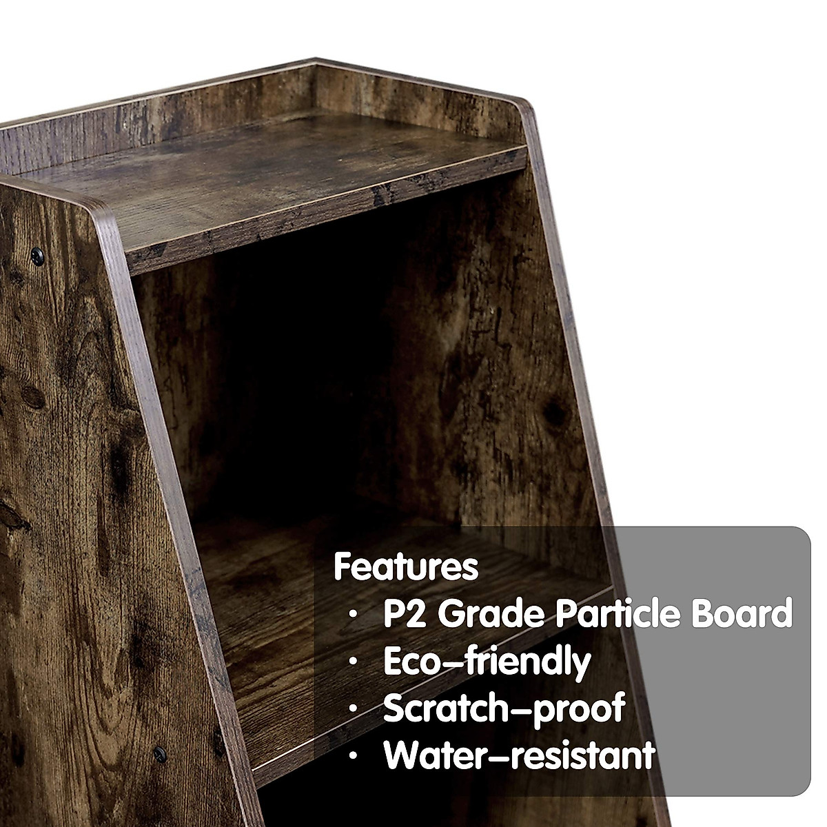 LAVIEVERT 3-Tier End Side Table Nightstand with Drawer, Bookcase Bed Side Table Storage Cabinet for Bedroom, Living Room Home & Office - Rustic Brown