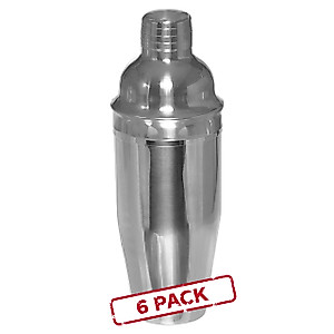 Stainless Steel Shakers 23.3 oz. Set of 6, Bulk Pack - Bartender Kit, Perfect for Martini, Cocktails, Other Beverages - Stainless Steel